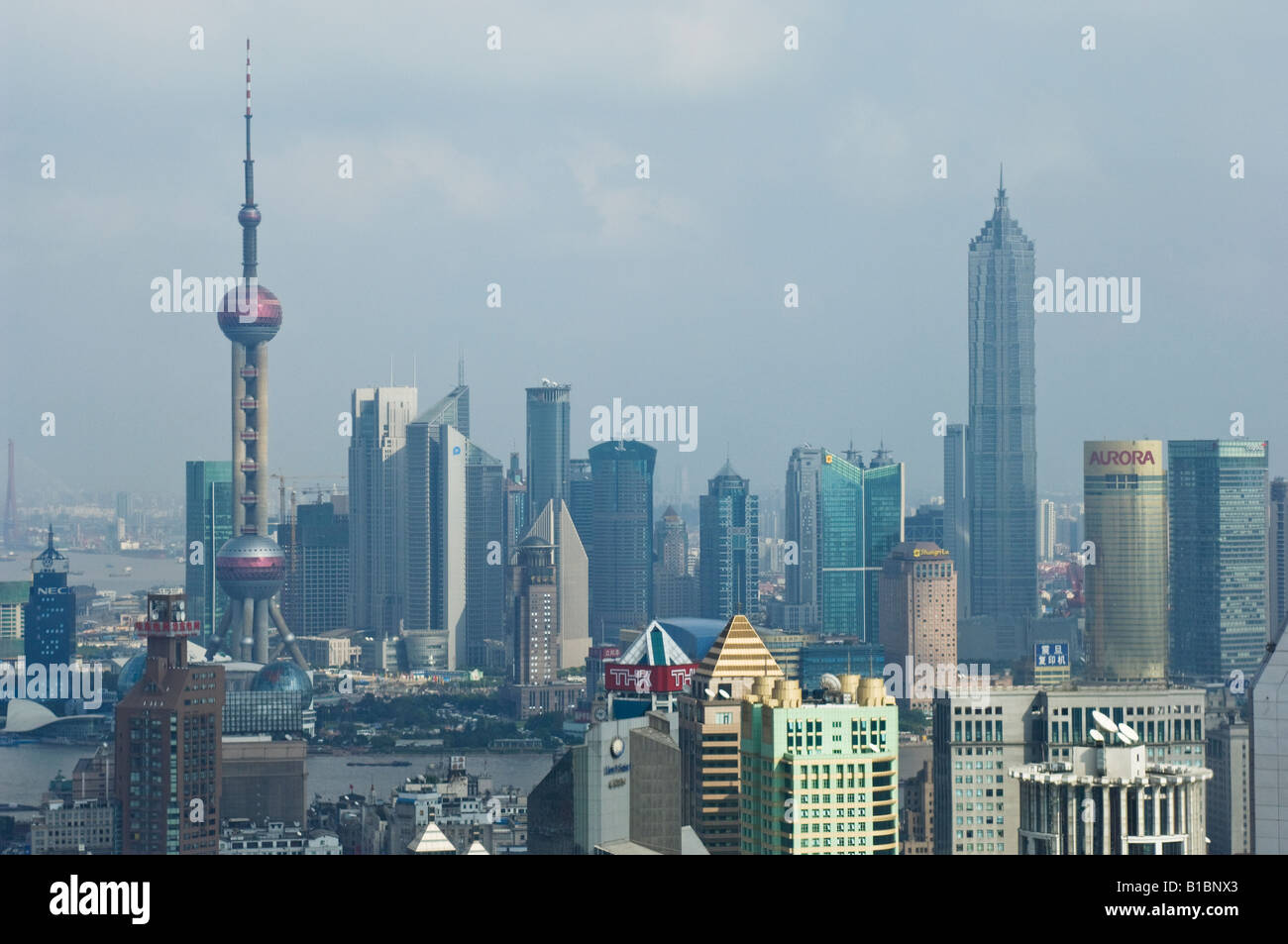 View of Pudong Skyline from Puxi, before the construction of the ...