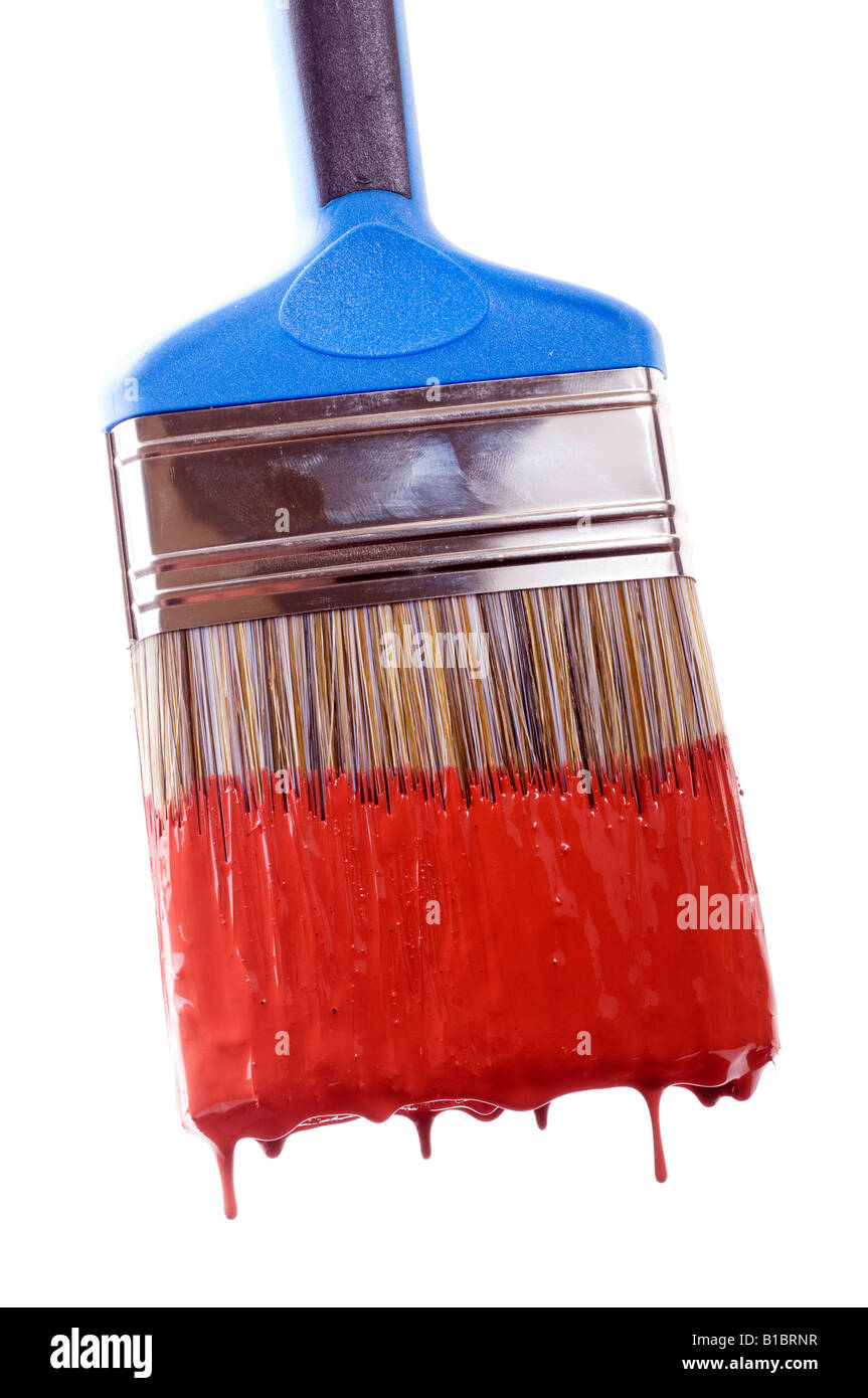 Paint brush dipped in red paint Stock Photo - Alamy