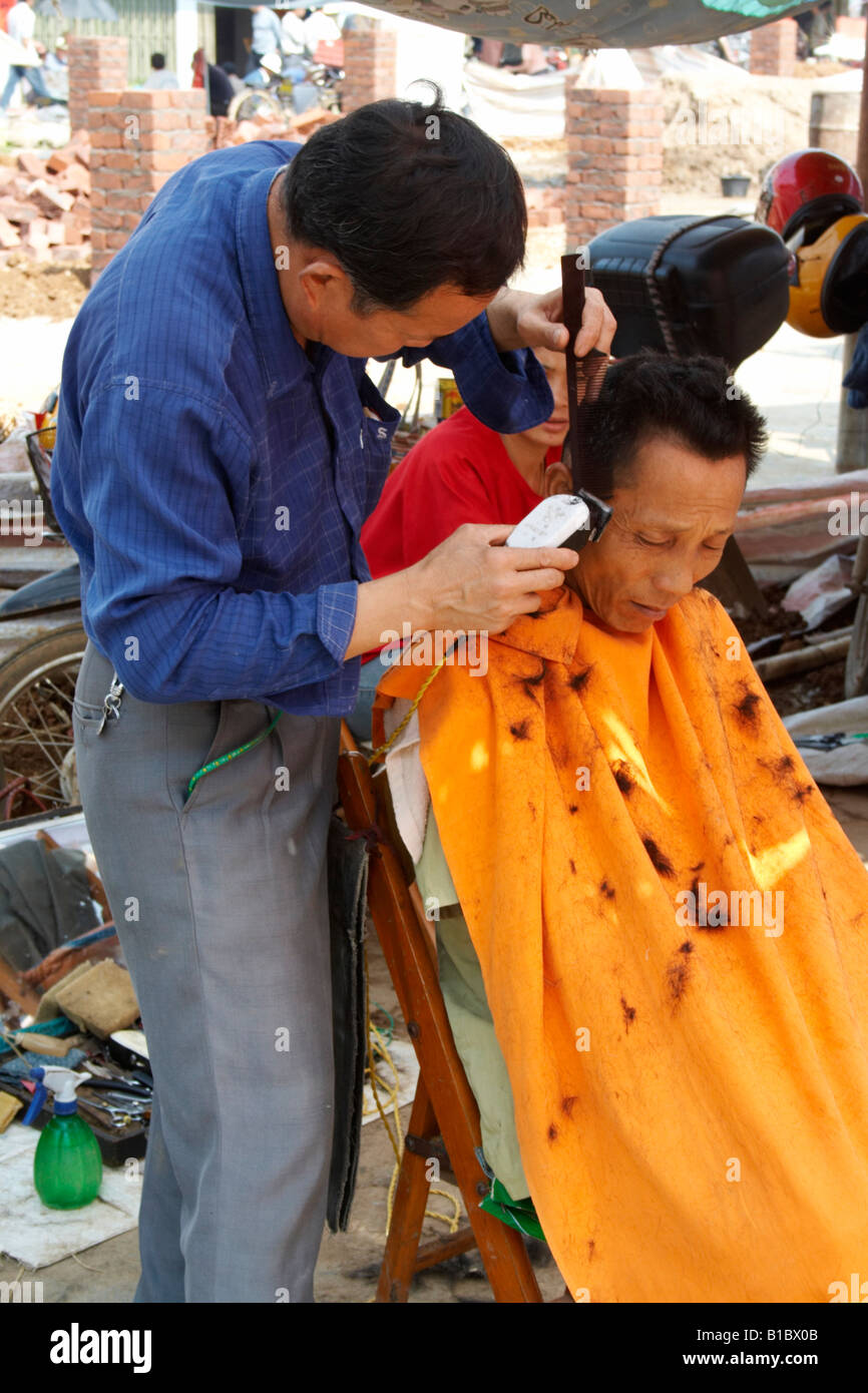 Street Barber, Yangshuo, China Stock Photo - Alamy