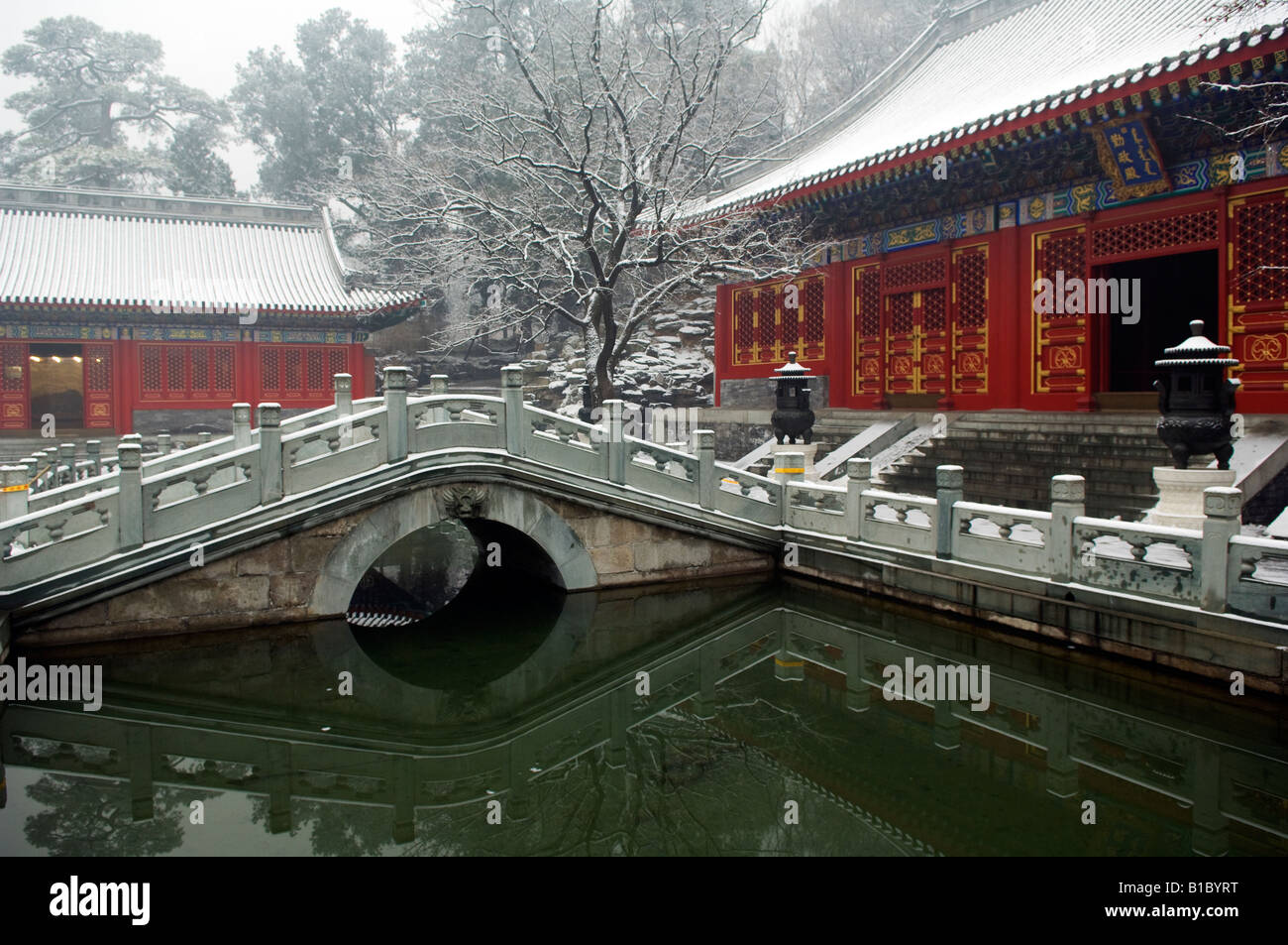a temple covered in snow after a winter snowfall Fragrant Hills Park ...