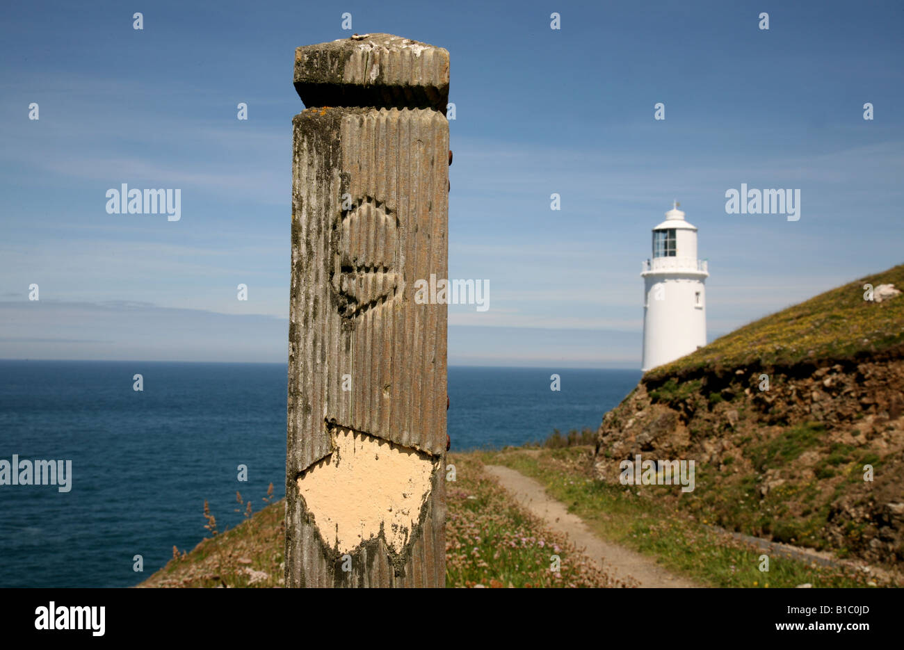 Coastal Path and Lighthouse Stock Photo - Alamy