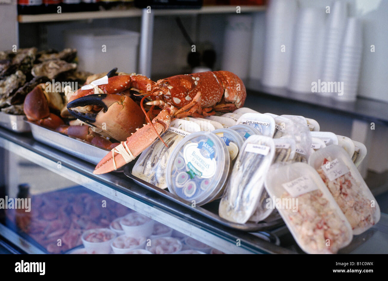 a seafood stall, uk Stock Photo - Alamy