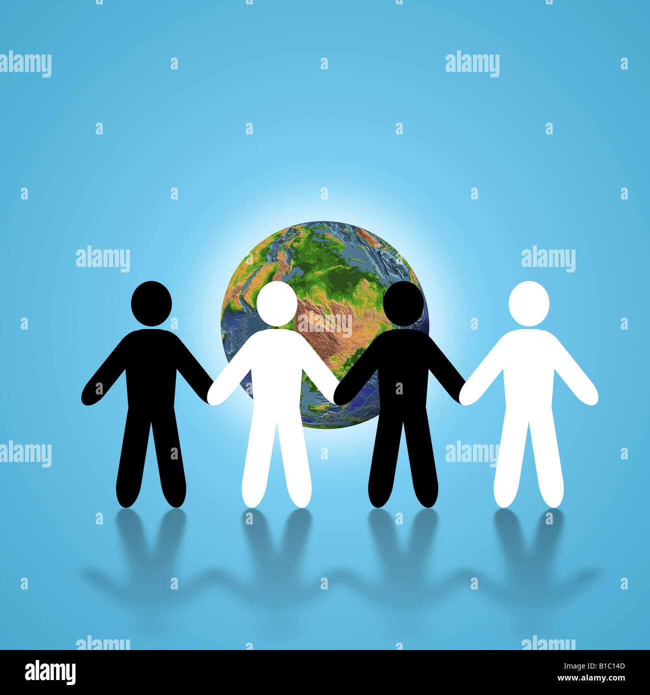 peace The form of people of a different ethnic origin with a planet on ...
