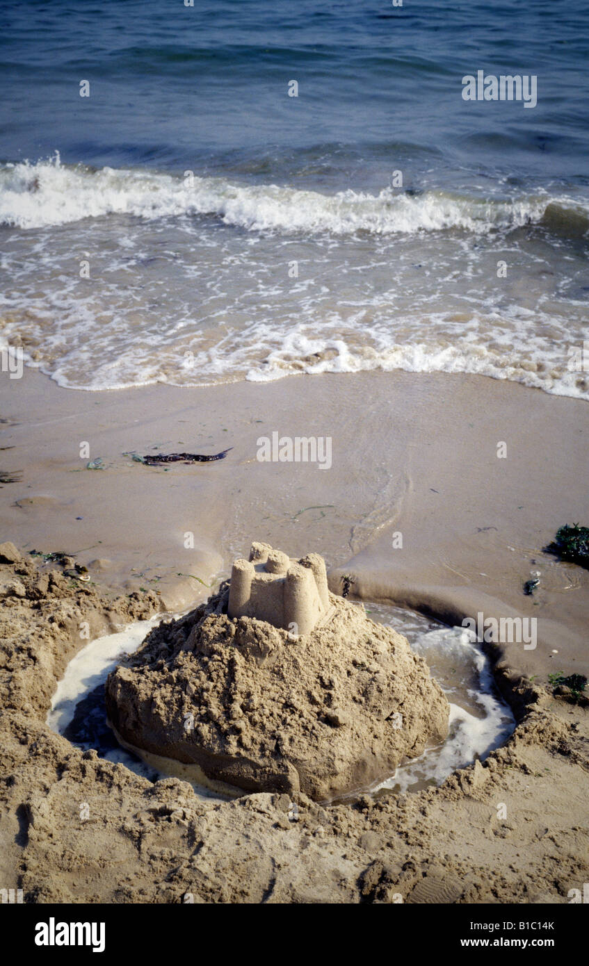 Sand castle on beach with moat hi-res stock photography and images - Alamy