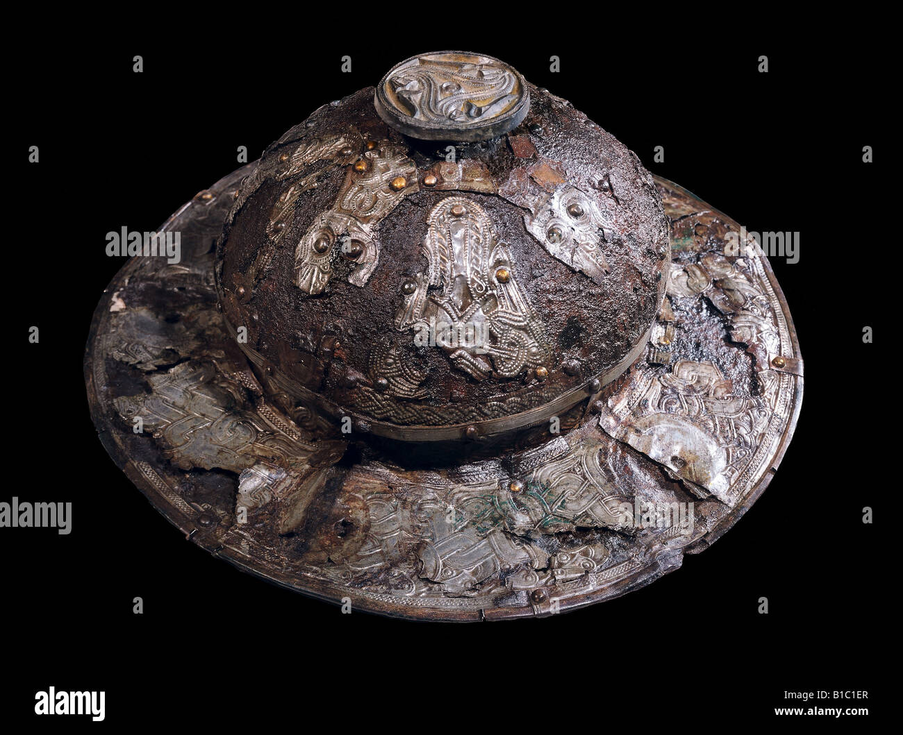 fine arts, Vikings, buckler, plate, iron with silver, gold and bronze ...