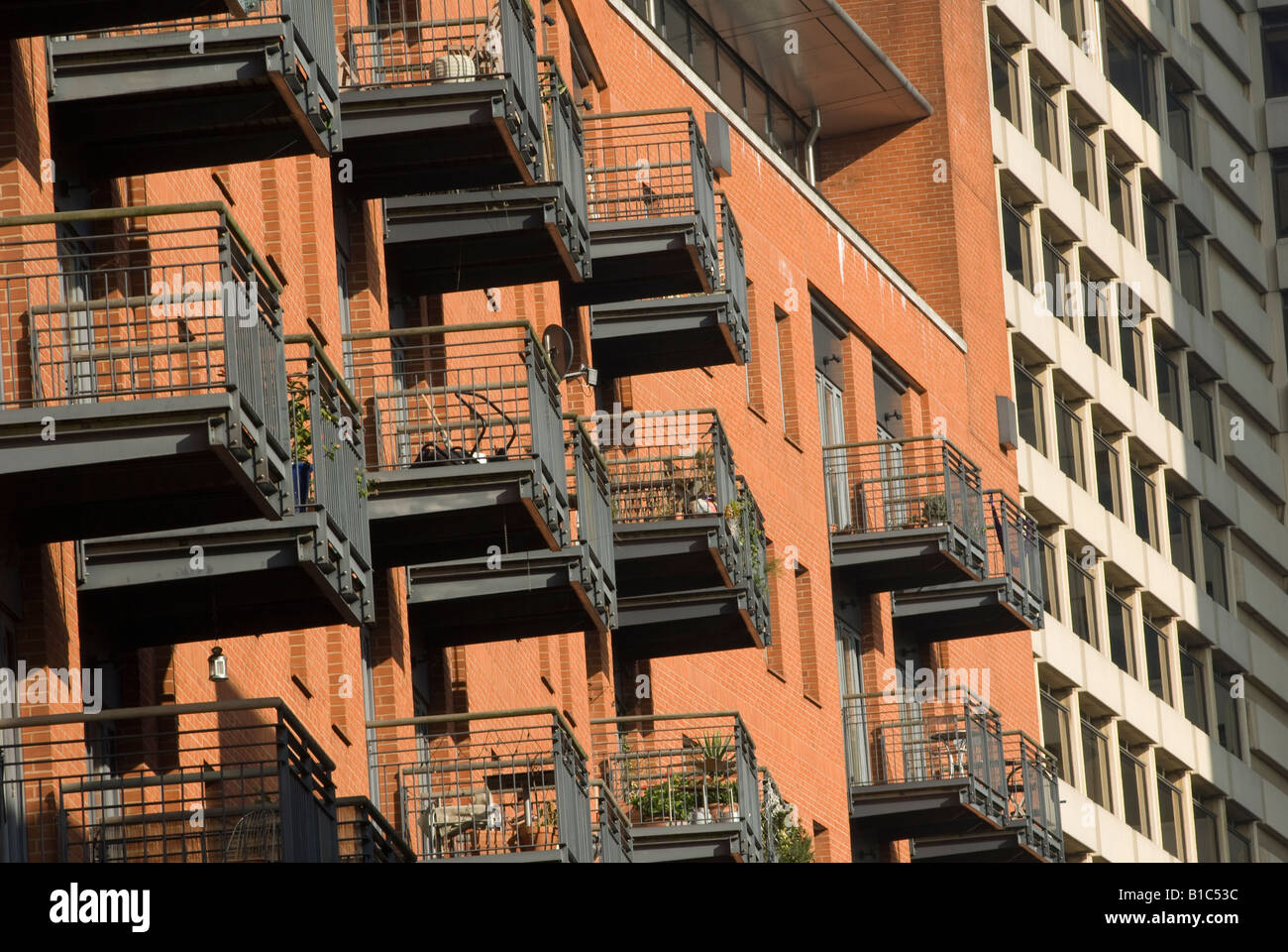 balconies on a modern apartment building in the centre of the city of ...