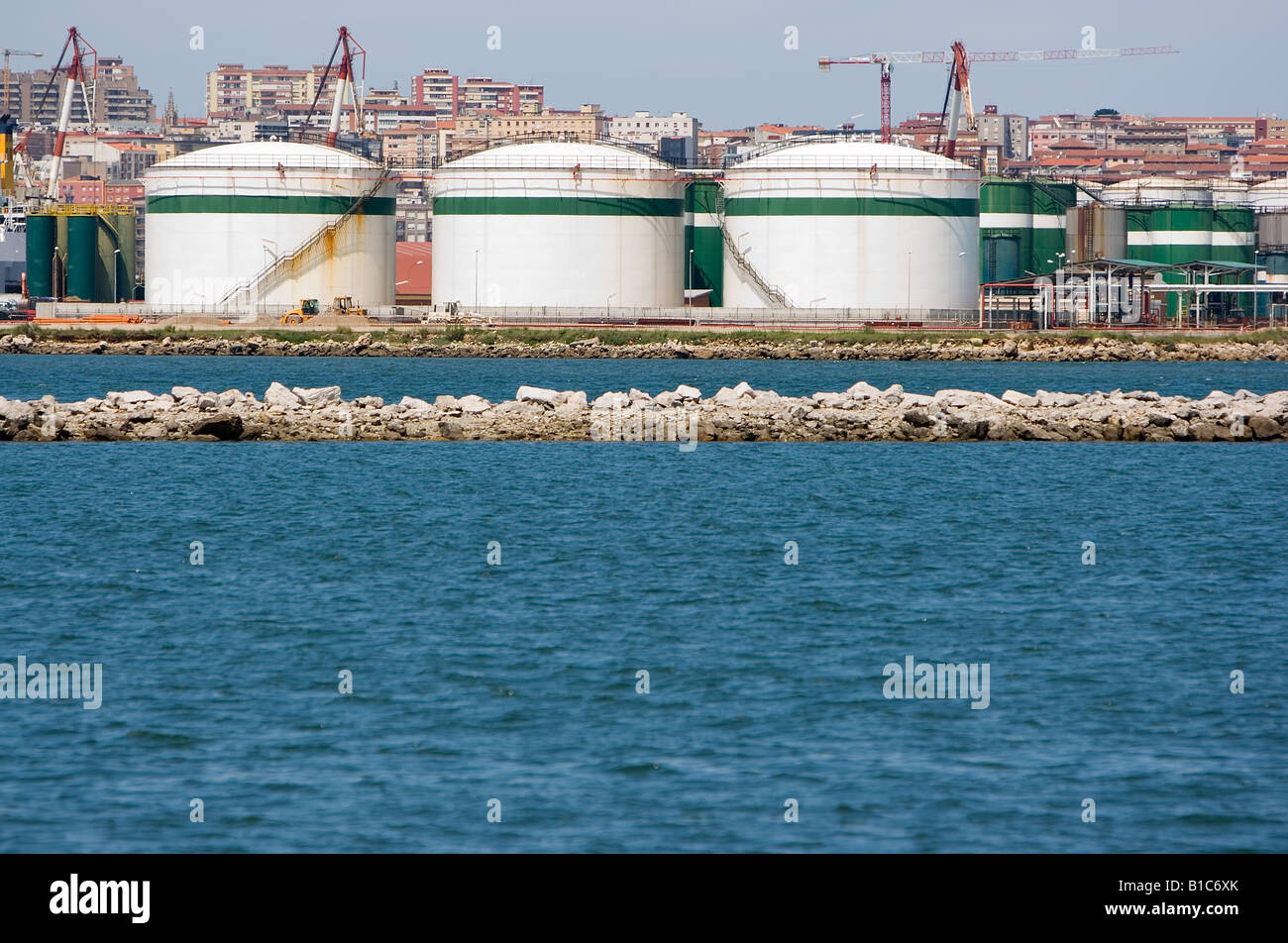 industry business petrol refinery near the sea Stock Photo - Alamy