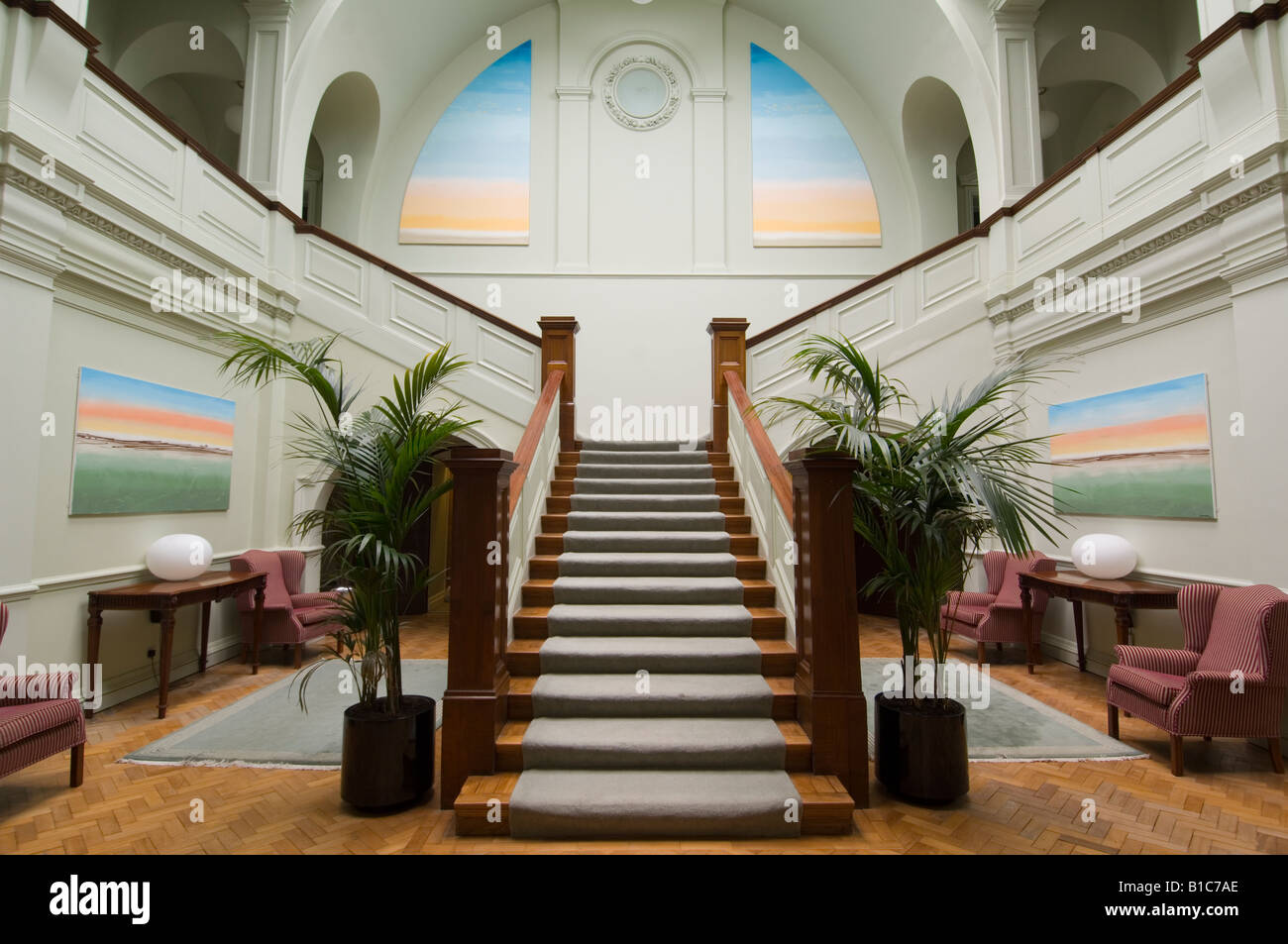 Staircase in a lobby of an apartment block Stock Photo - Alamy