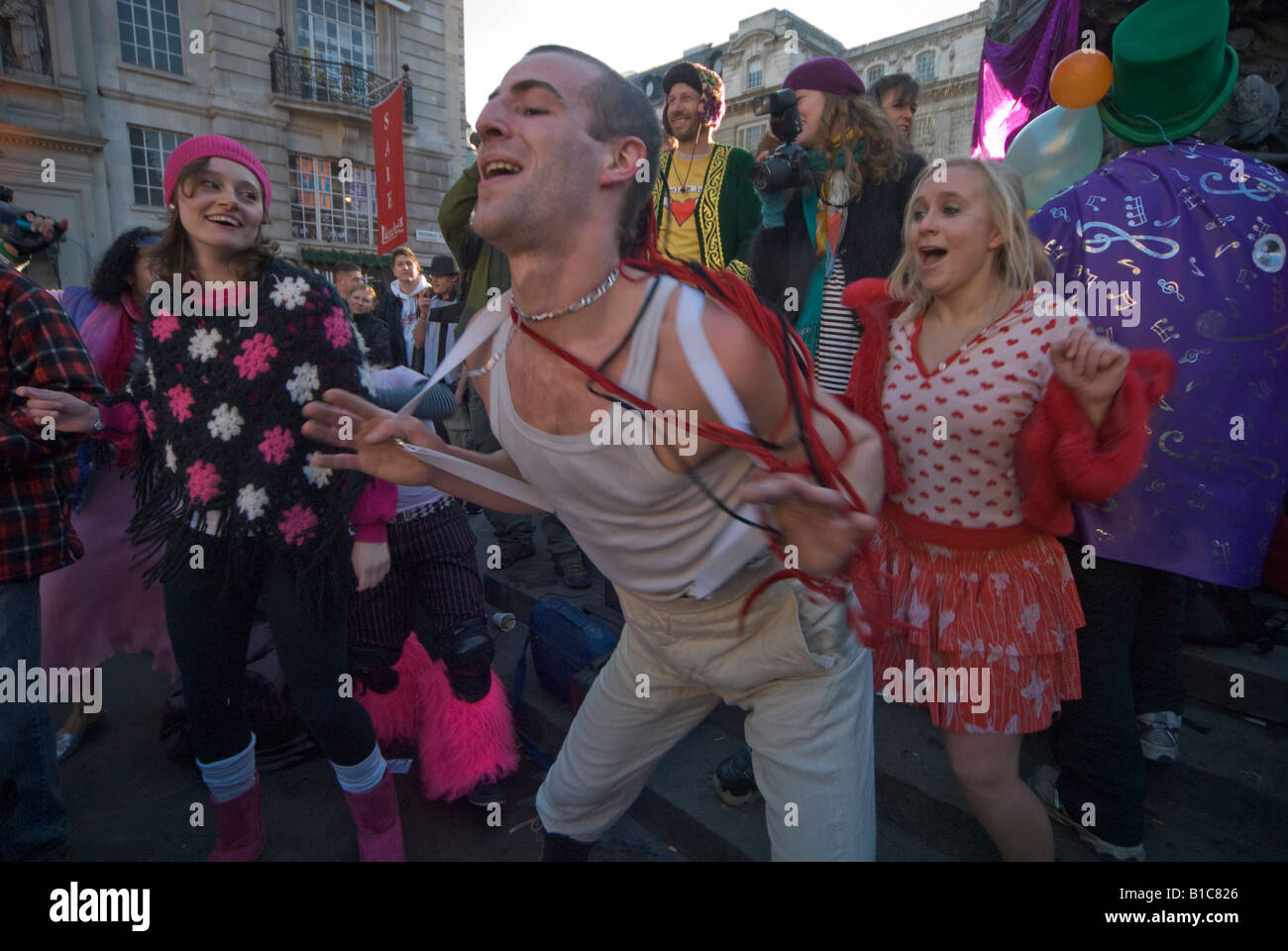 Dancing at Operation Infinite Love's London Valentine Party around Eros ...