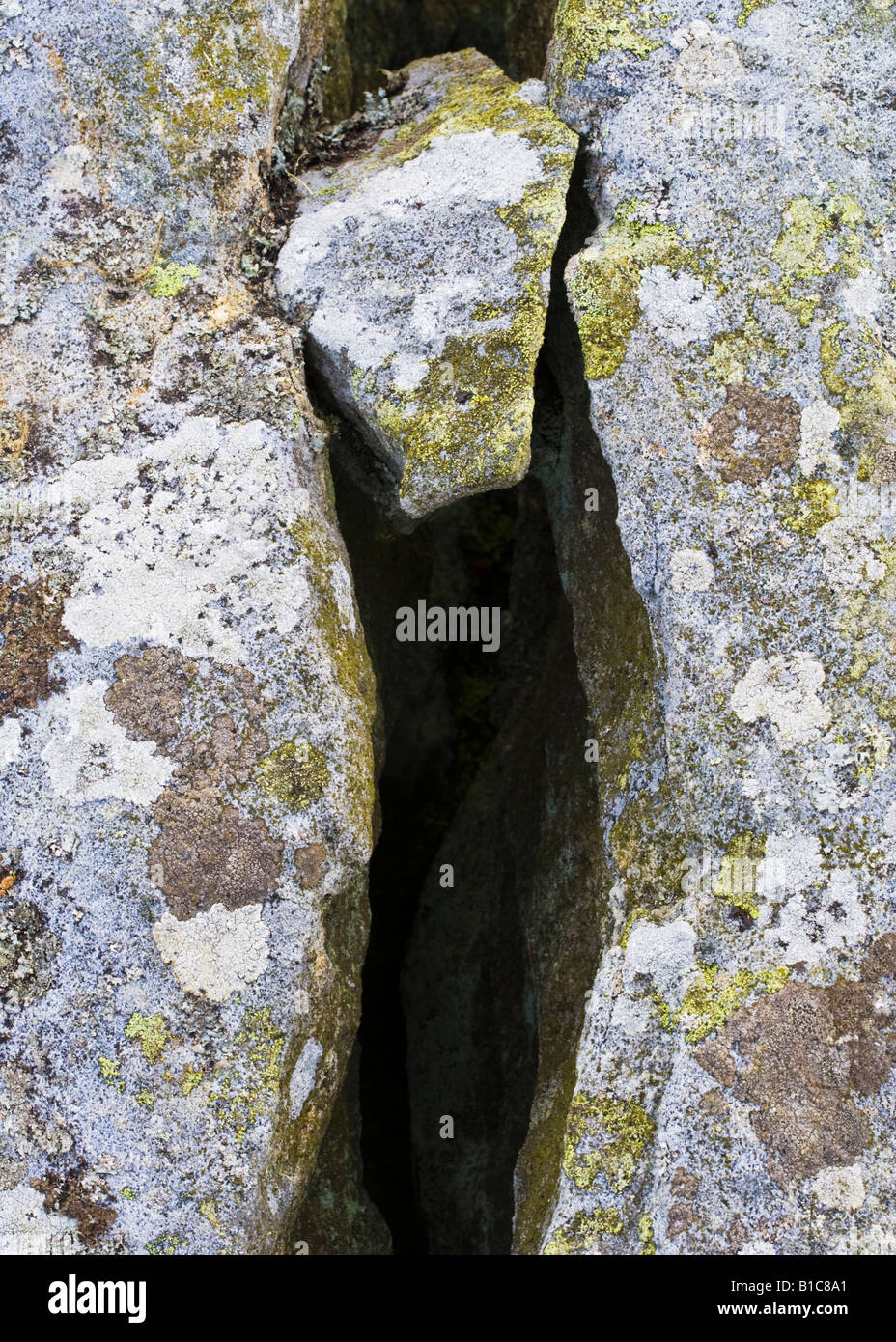 Rock wedged between a gap in a larger rock Kevelin Moor Allendale ...