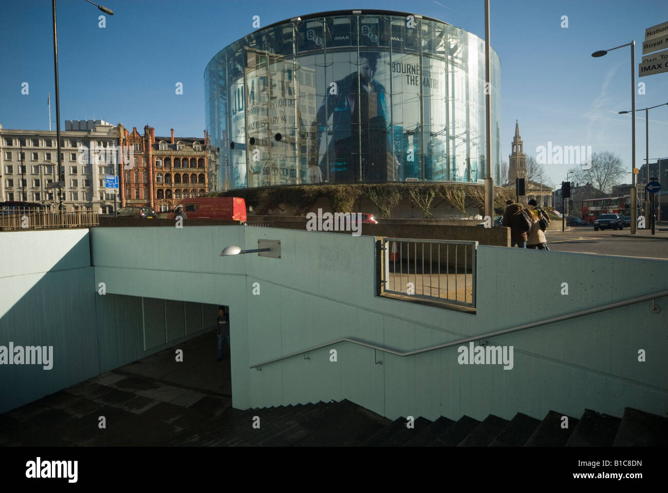 Steps down to the pedestrian underpass at Waterloo Road roundabout ...