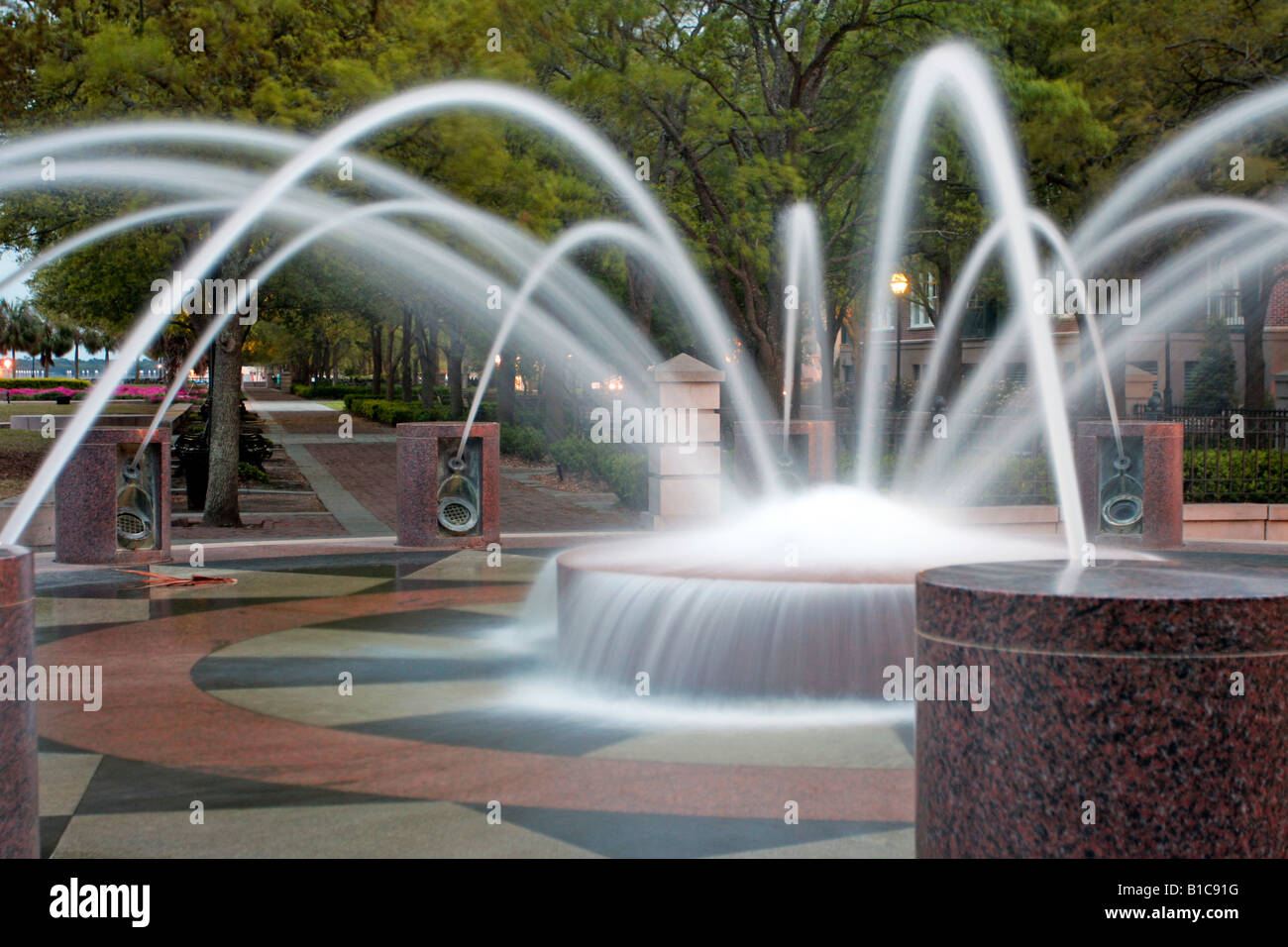 water fountain in the Waterfront Park, Charleston, South Carolina Stock ...