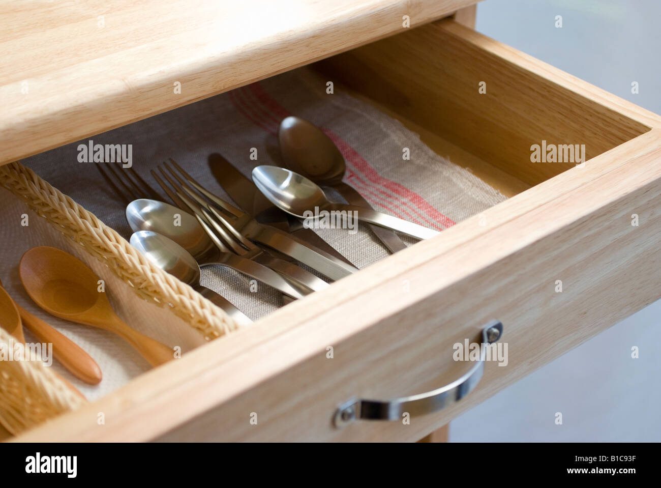 Cutlery in drawer Stock Photo - Alamy