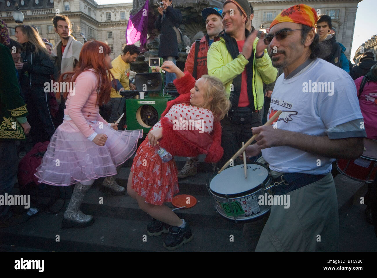 Dancing at Operation Infinite Love's London Valentine Party around Eros ...