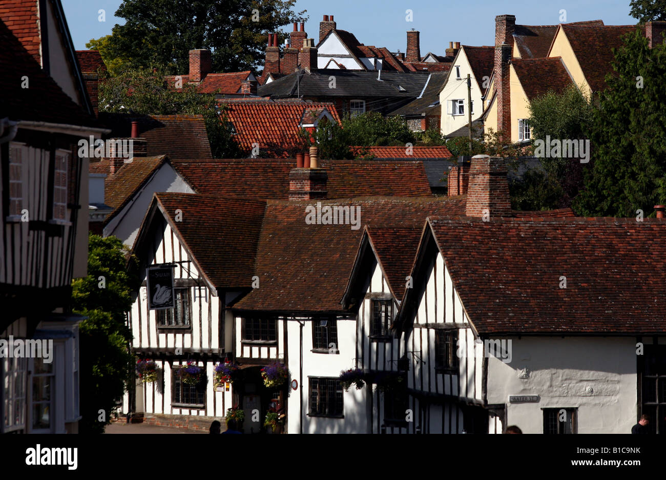 Lavenham Suffolk View accross the rooftops of the old town with the ...