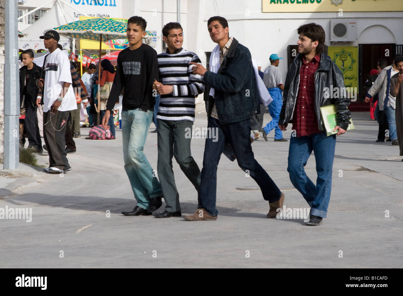 Tripoli, Libya, North Africa. Four Young Libyan Men at International ...