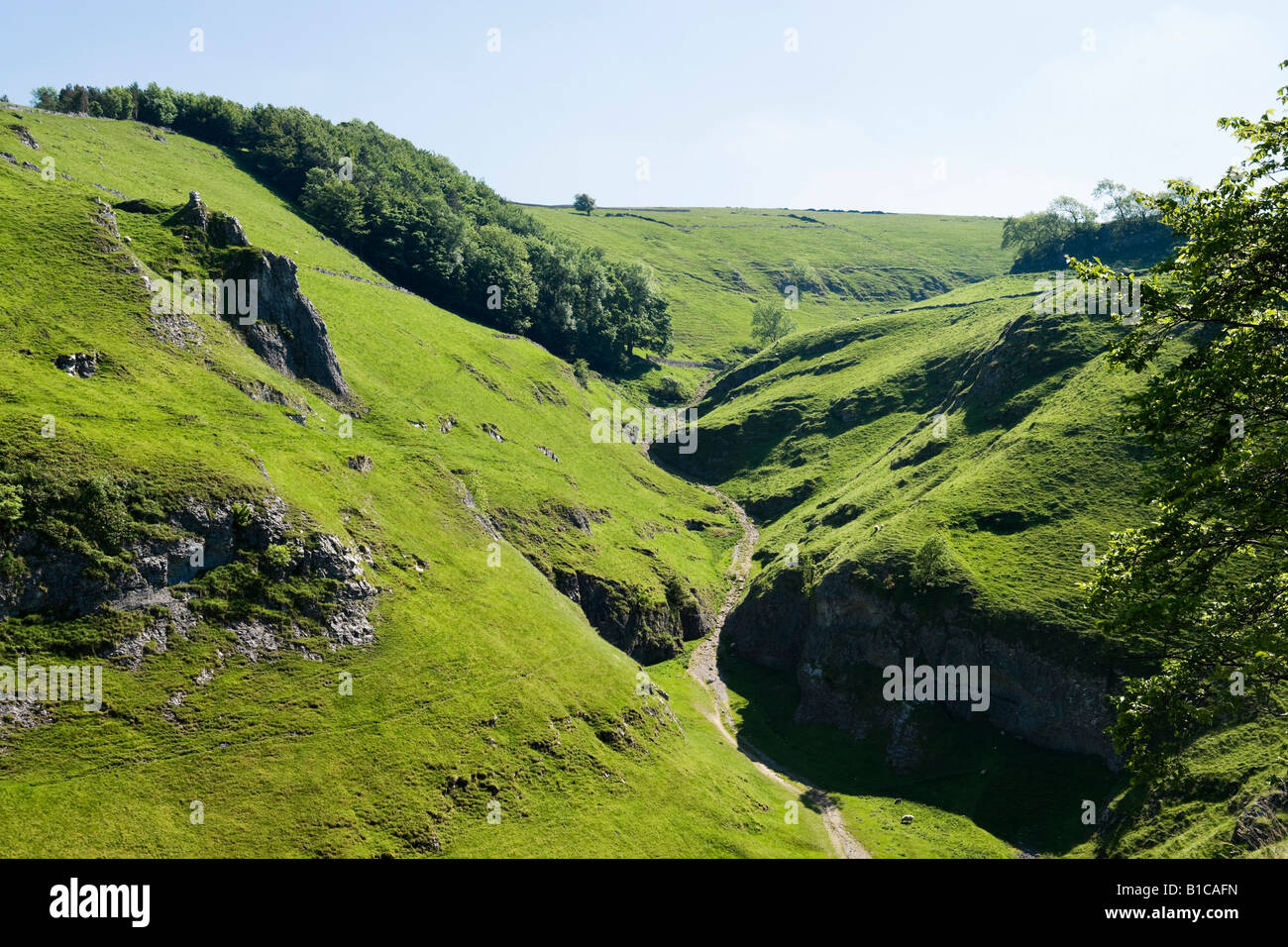 View from the rear walls of Peveril Castle, Castleton, Peak District ...