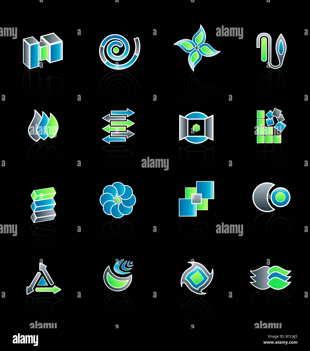 Vector illustration of 16 different slick modern company logo designs ...