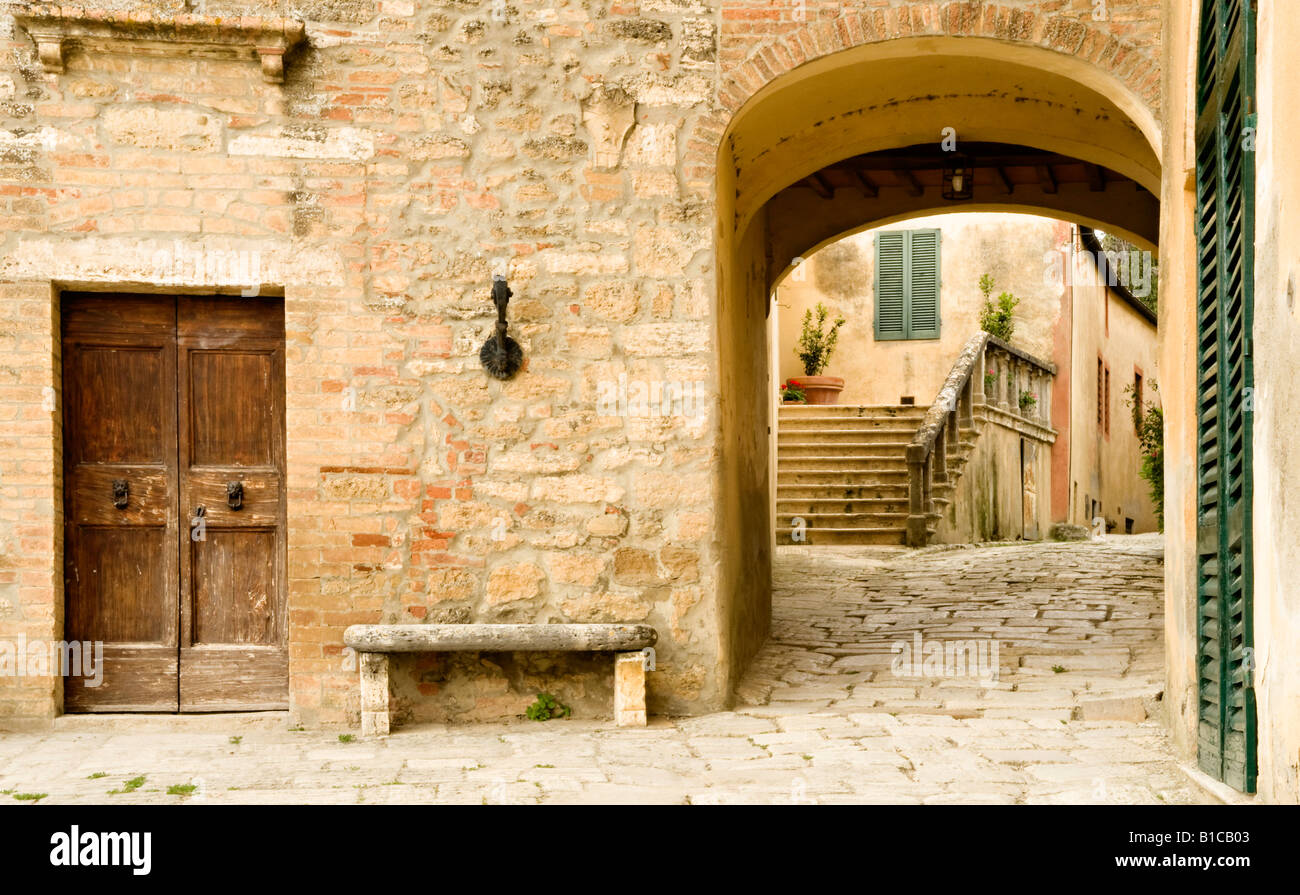 Old traditional village Lucignano d'Asso Valle de Orcia, Tuscany, Italy ...