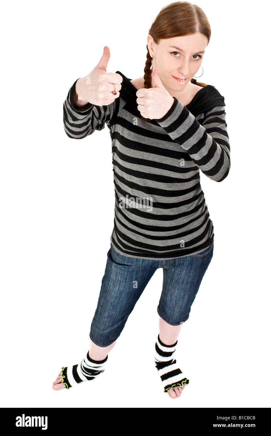 Woman seen from above with zebra clothes Stock Photo - Alamy