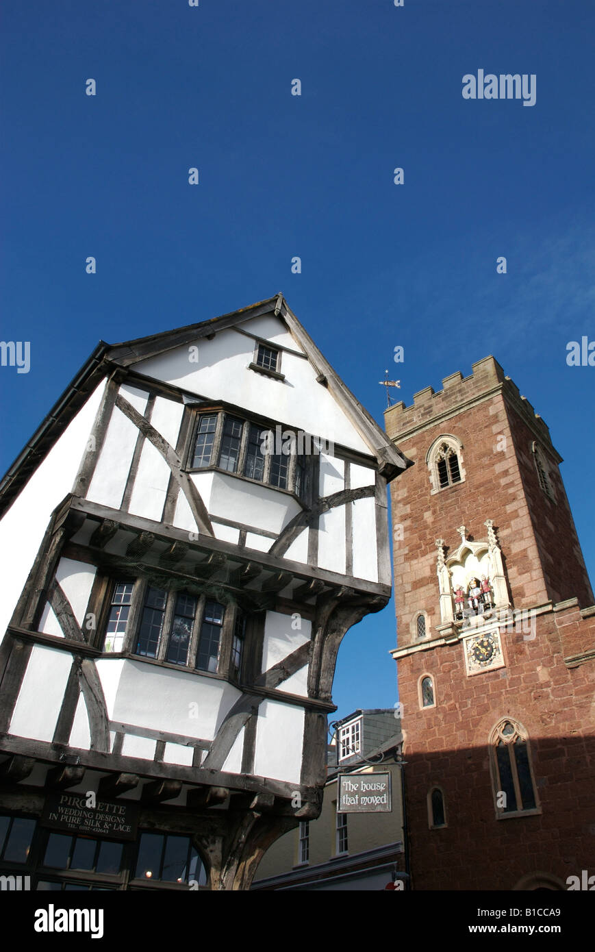 The House That Moved and St Mary Steps Church , Exeter, Devon, UK Stock ...