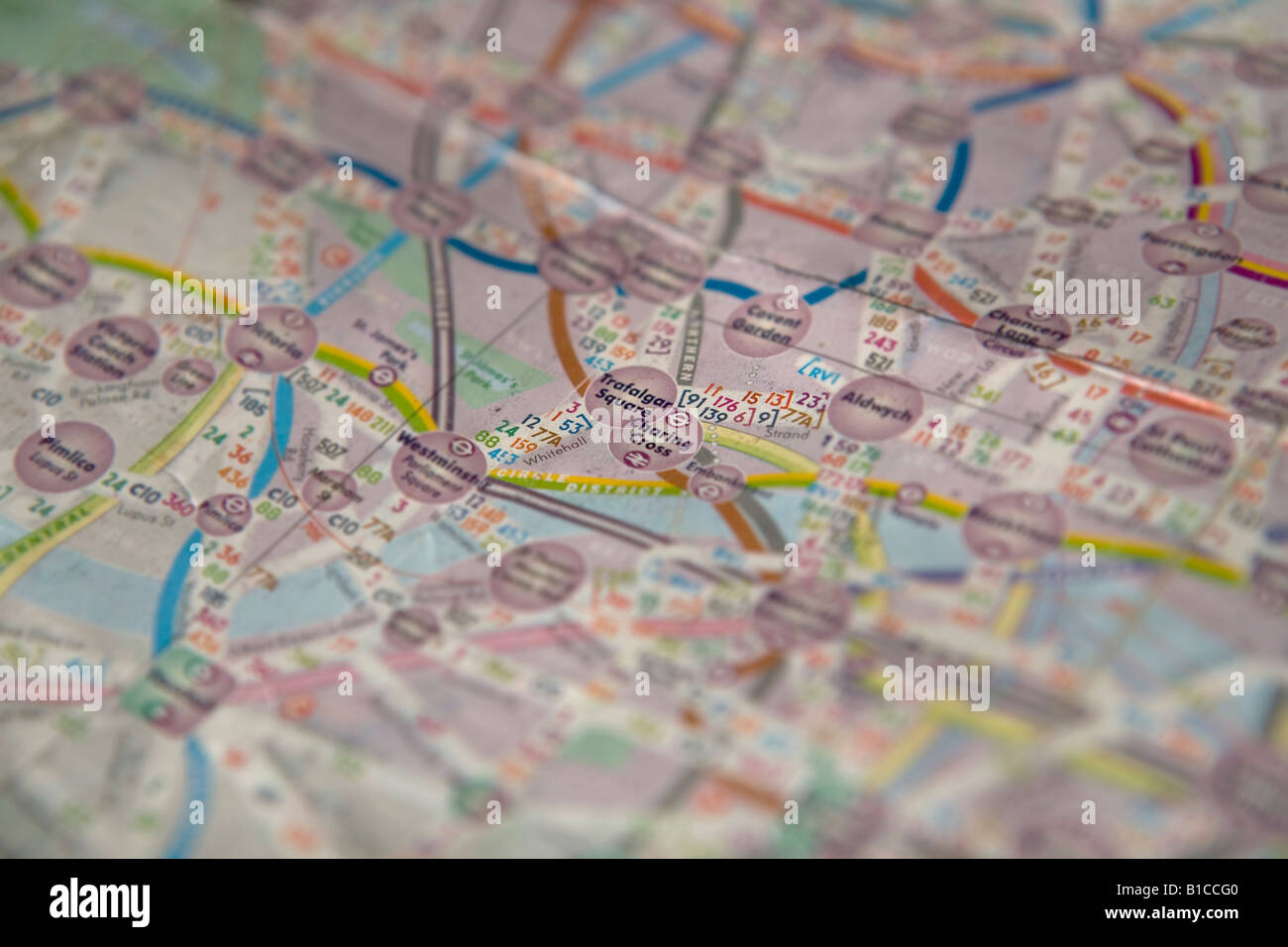 Trafalgar Square and Charing Cross highlighted on a map of London ...