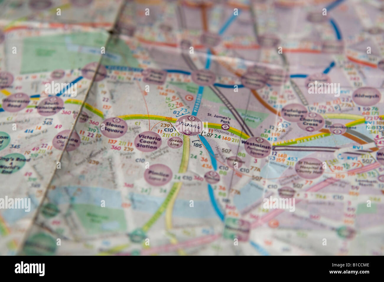 Victoria highlighted on a map of London produced by Quickmap Stock ...