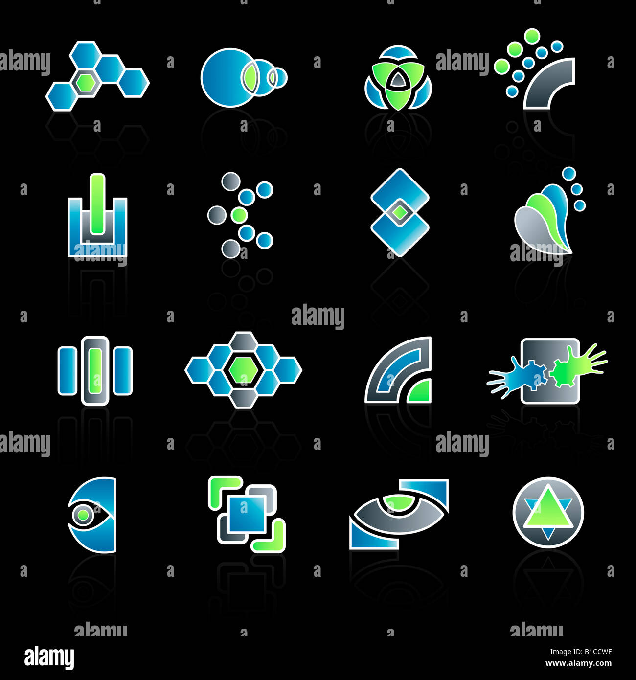 Vector illustration of 16 different slick modern company logo designs ...