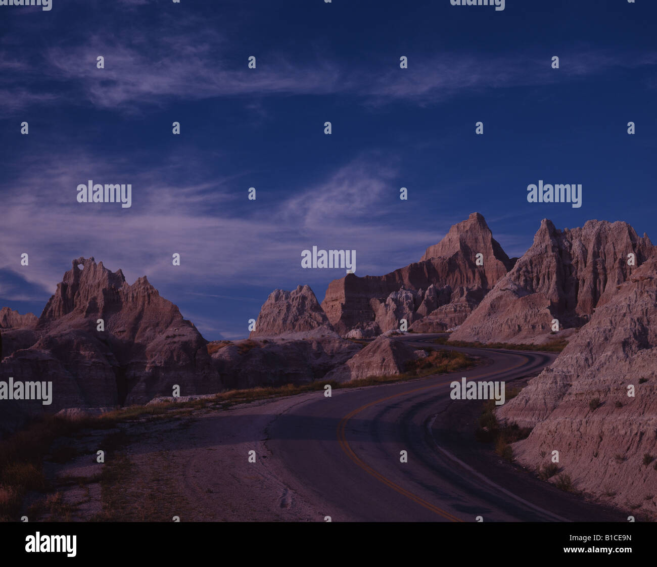 Scenic Road through Badlands Stock Photo - Alamy