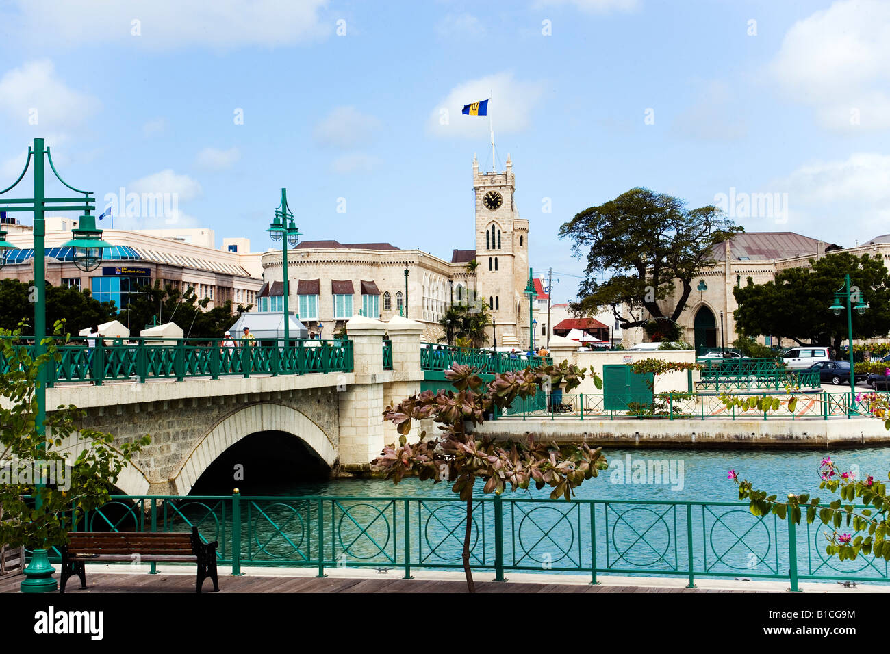 View along bridge to parliament building Bridgetown Barbados Caribbean ...