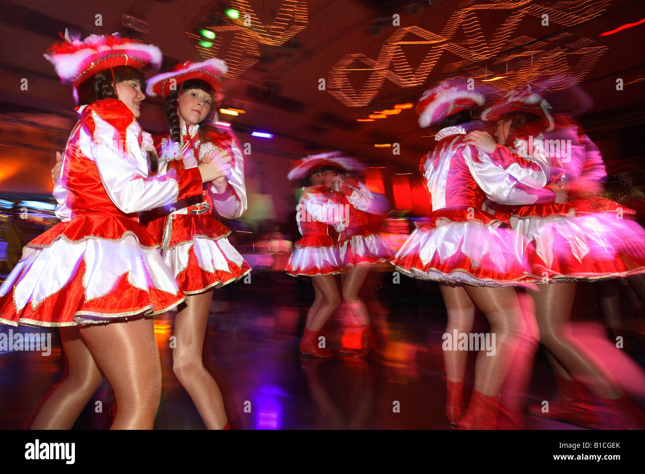 Traditionally dressed girls at a carnival party in Berlin, Germany ...