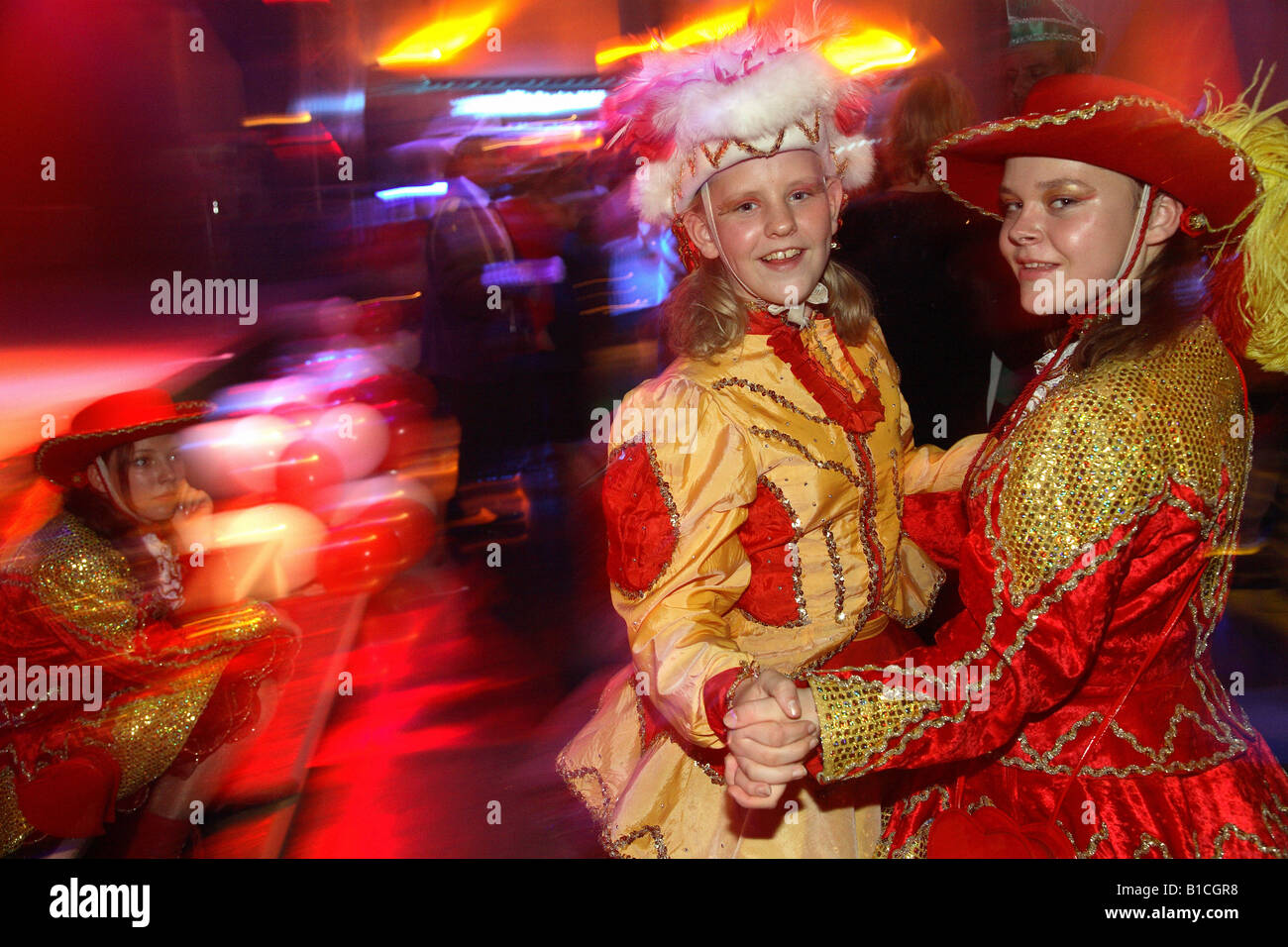 Traditionally dressed girls at a carnival party in Berlin, Germany ...
