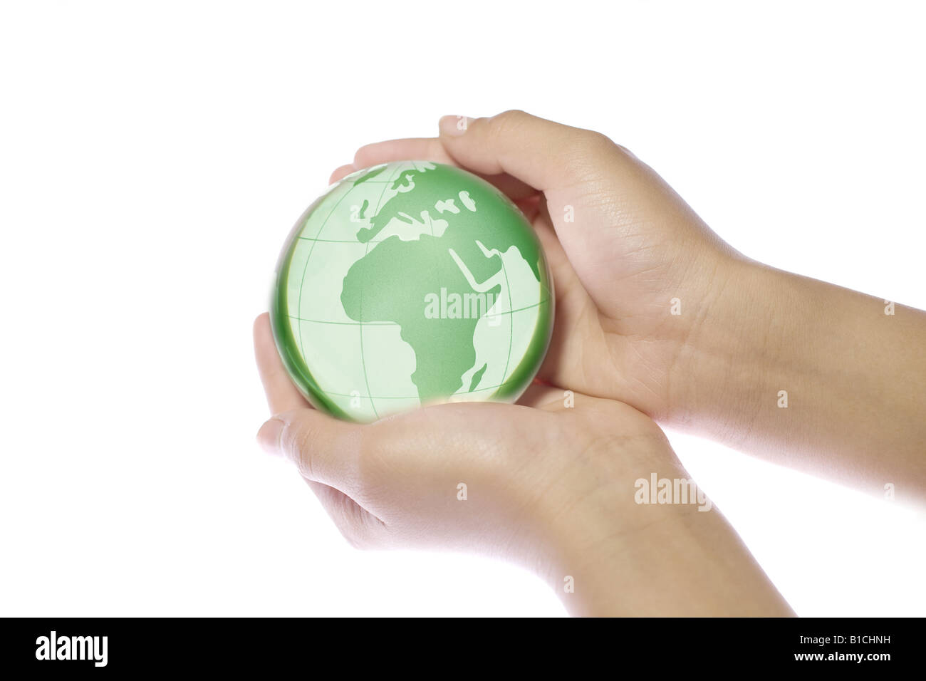 World in the kids hand Stock Photo - Alamy