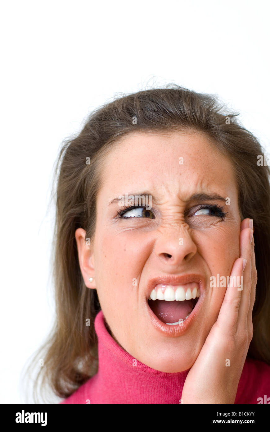 portrait young woman, toothache Stock Photo - Alamy