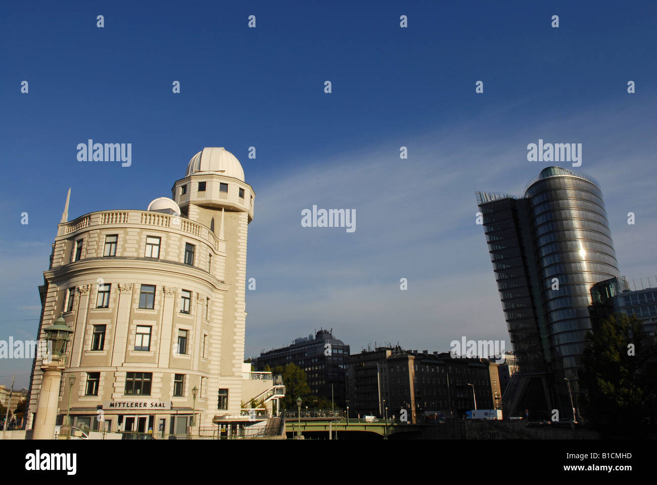 Urania observatory and UNIQA Tower, Austria, Vienna Stock Photo - Alamy