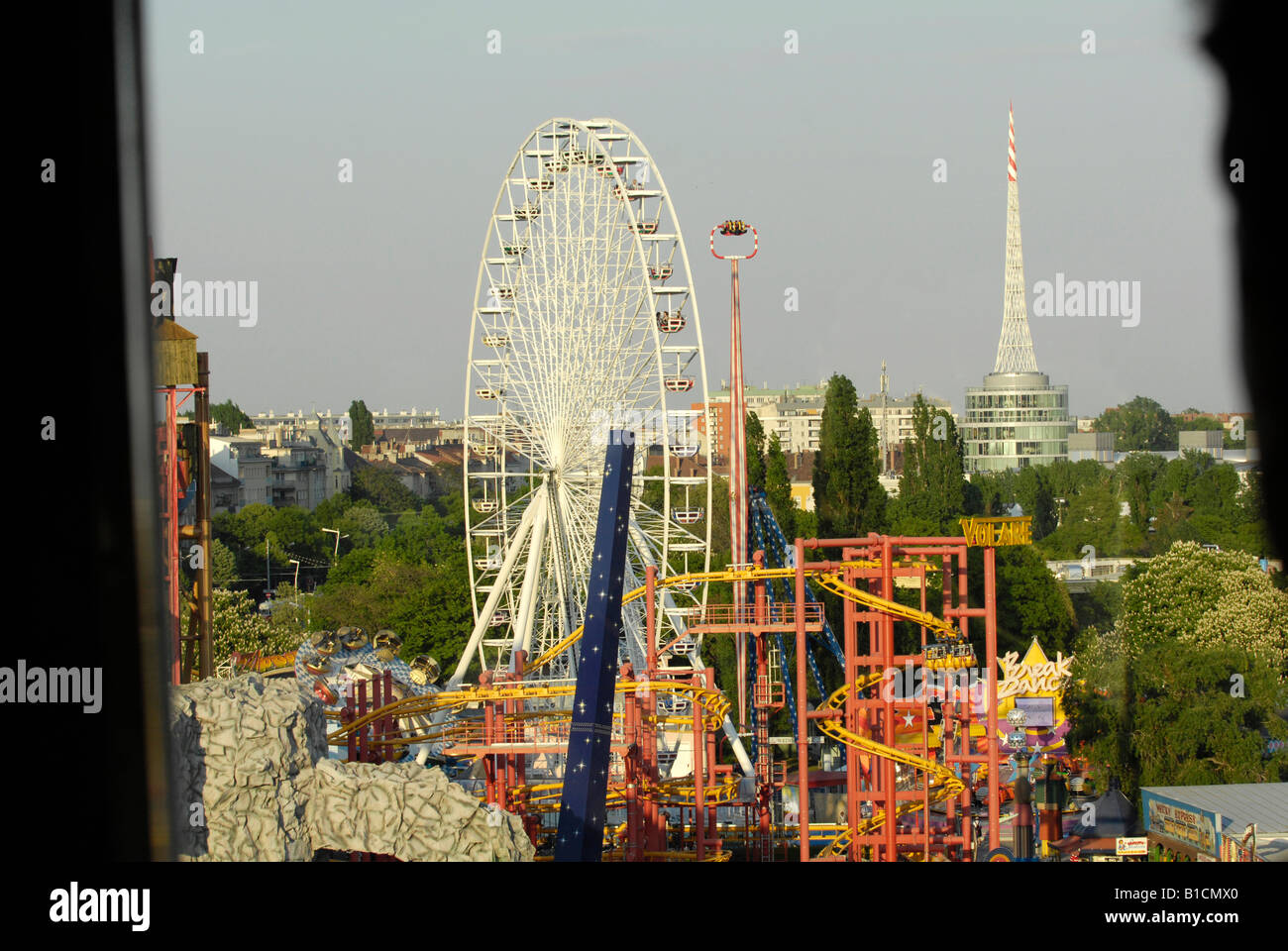 view on the Wiener Prater on the amusement park Wiener Prater, with ...