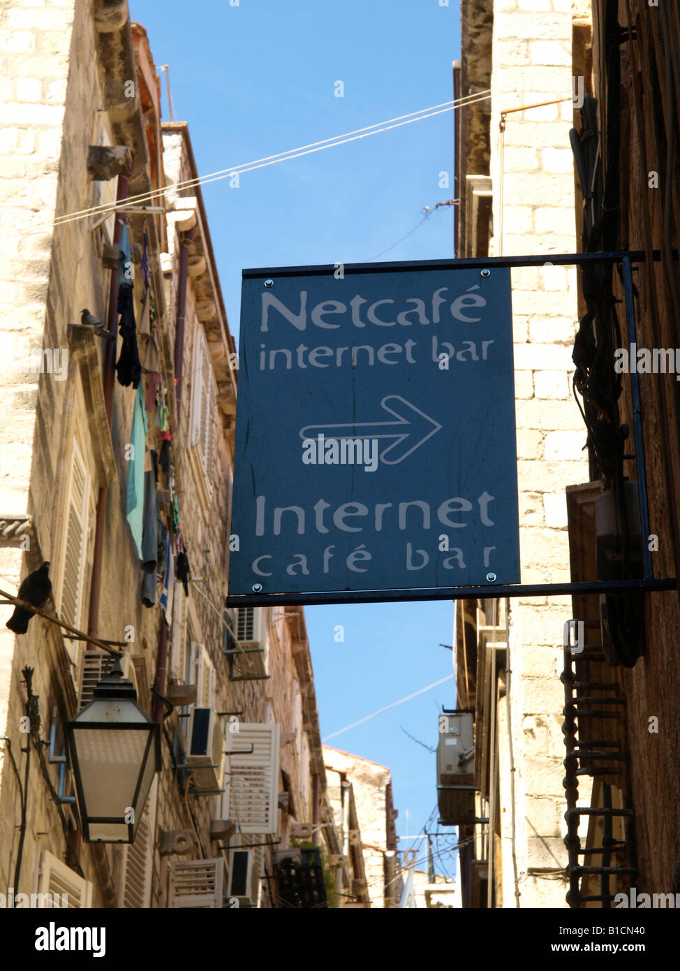 Internet Cafe in an alley of the old town, Croatia, Dubrovnik Stock ...