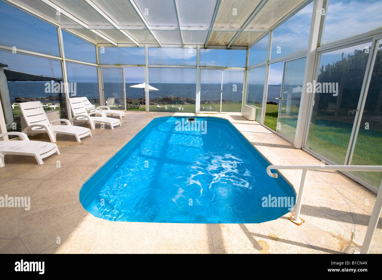 Covered swimming pool and jacuzzi in Casapueblo Punta del Este Uruguay ...