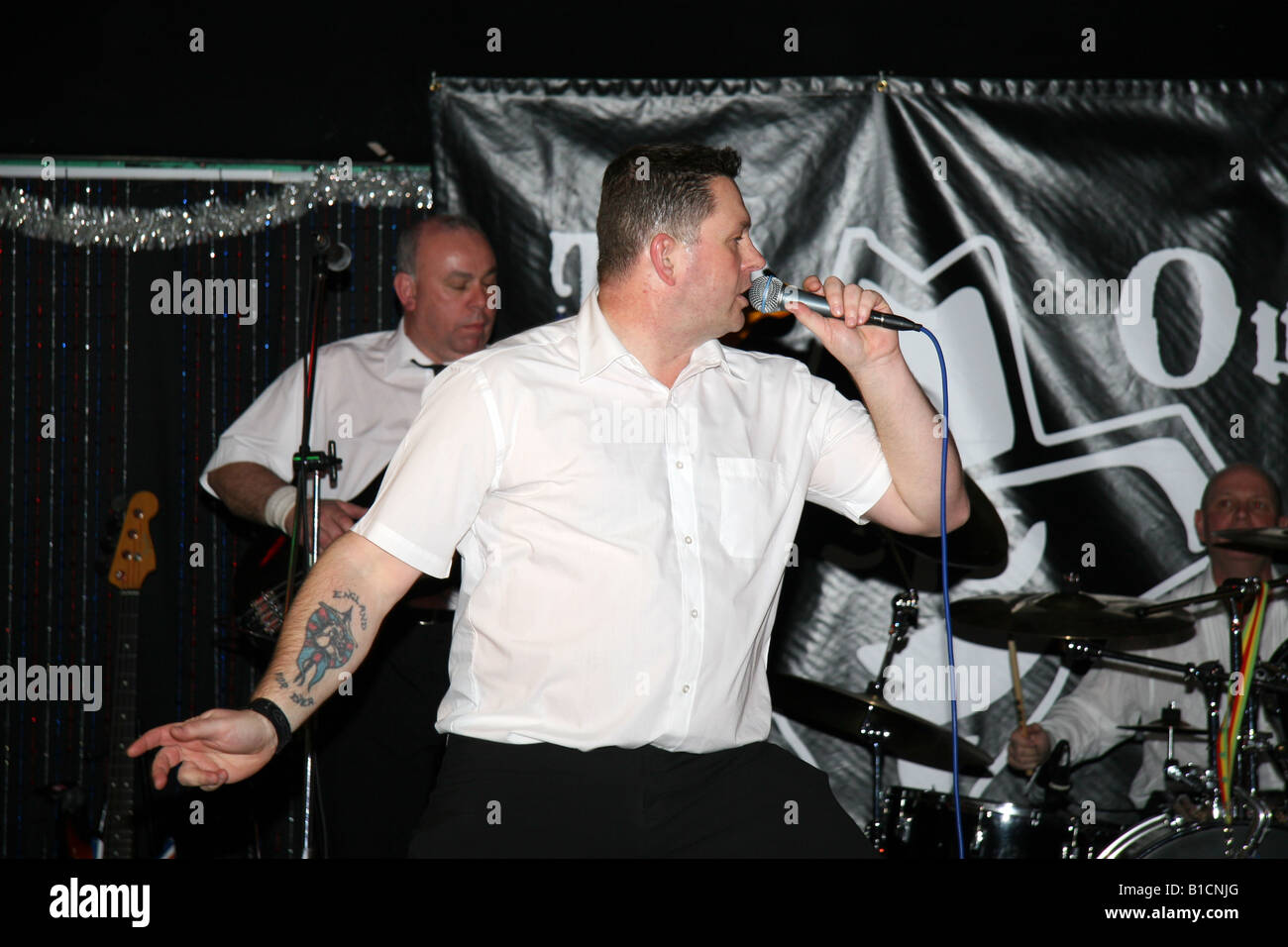 Mark Cook, singer with premier pub rock band The Outlaws, strikes an ...