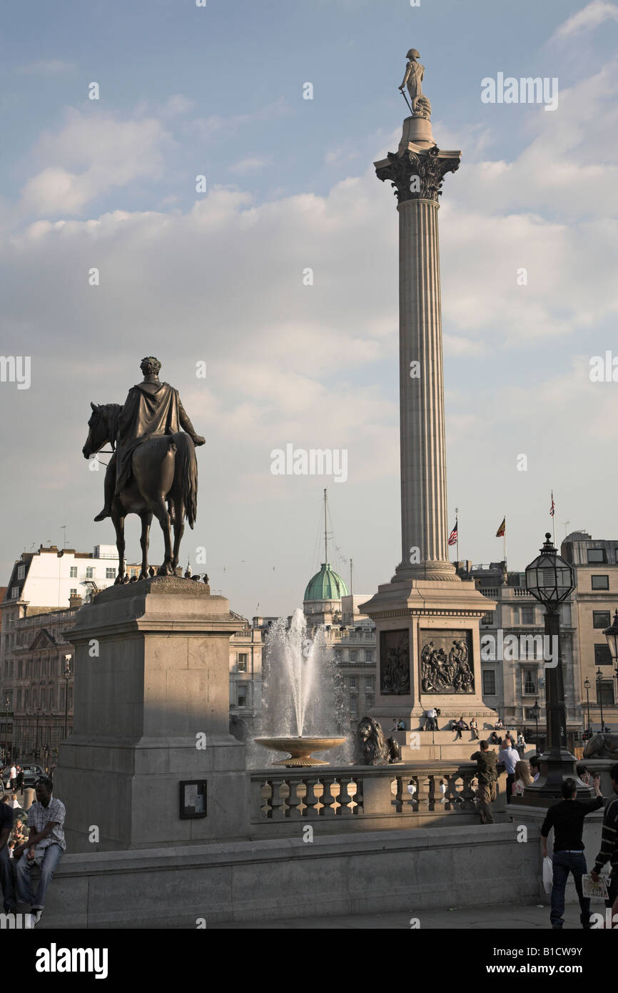 Statue and Nelson's column Trafalgar Square London England Stock Photo ...