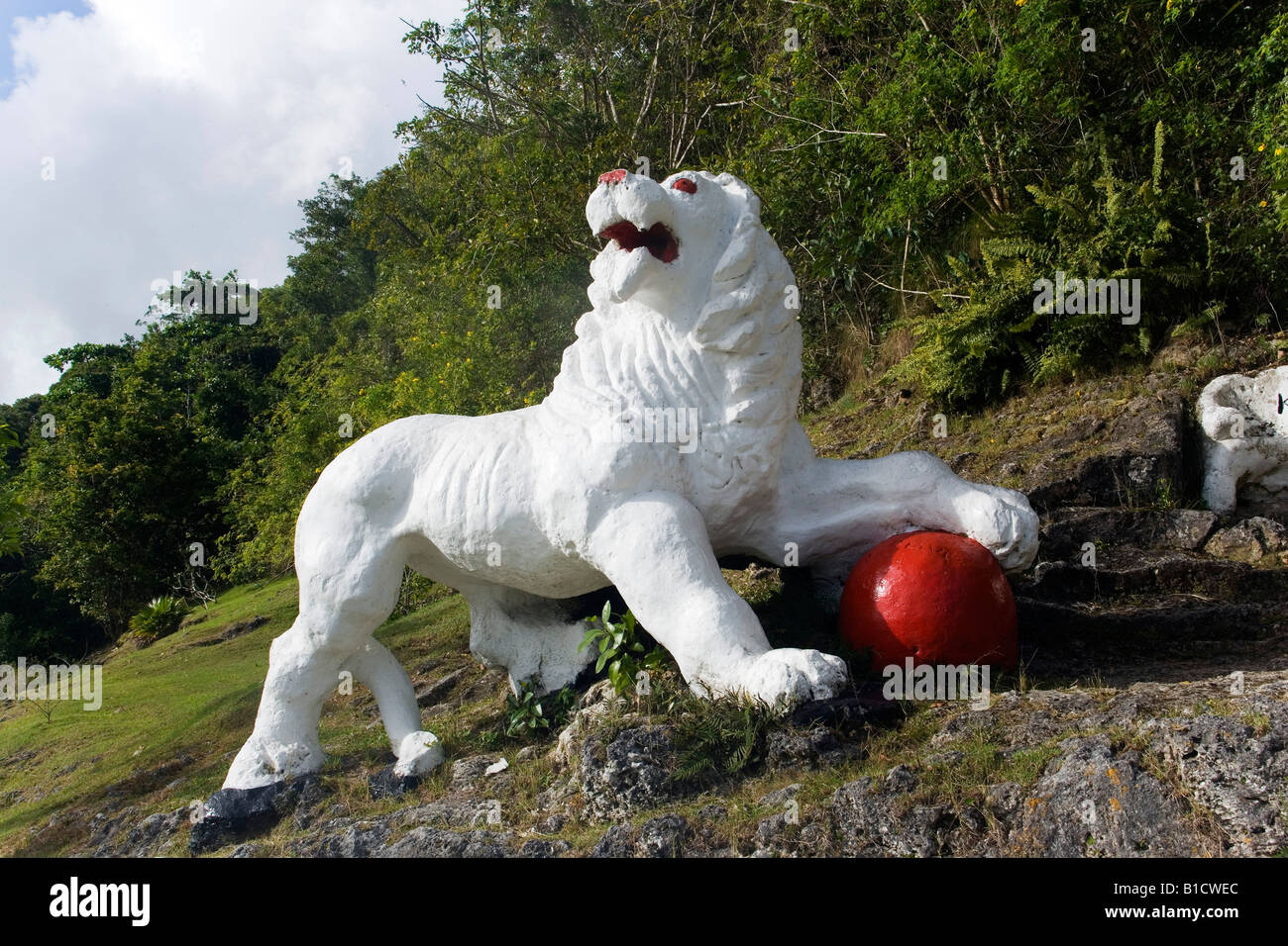 White lion Gun Hill Signal Stadion Gun Hill Barbados Caribbean Stock ...