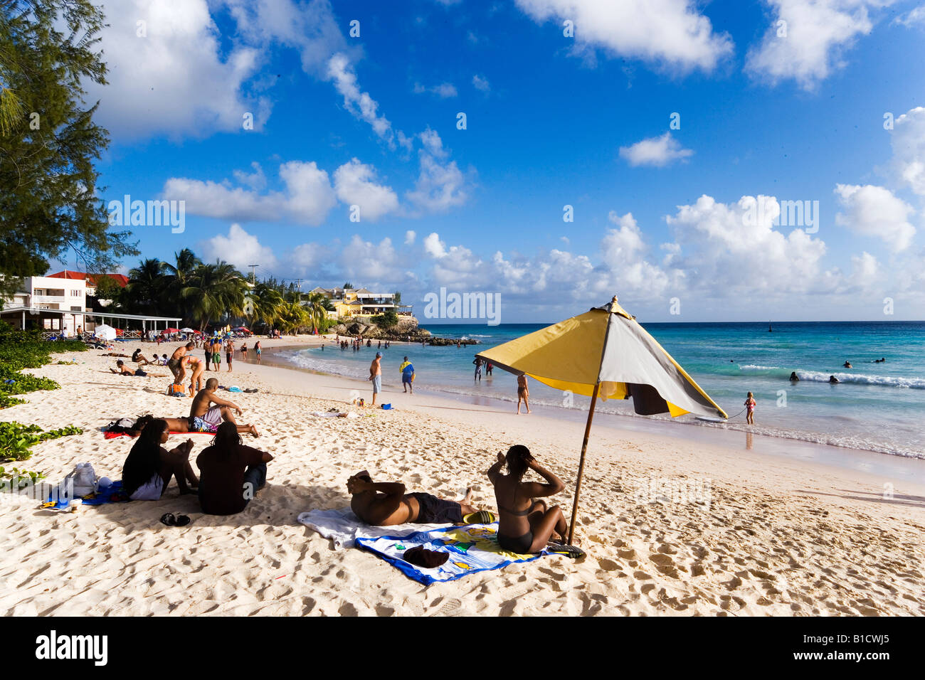 People relaxing at Accra Beach Rockley Barbados Caribbean Stock Photo ...