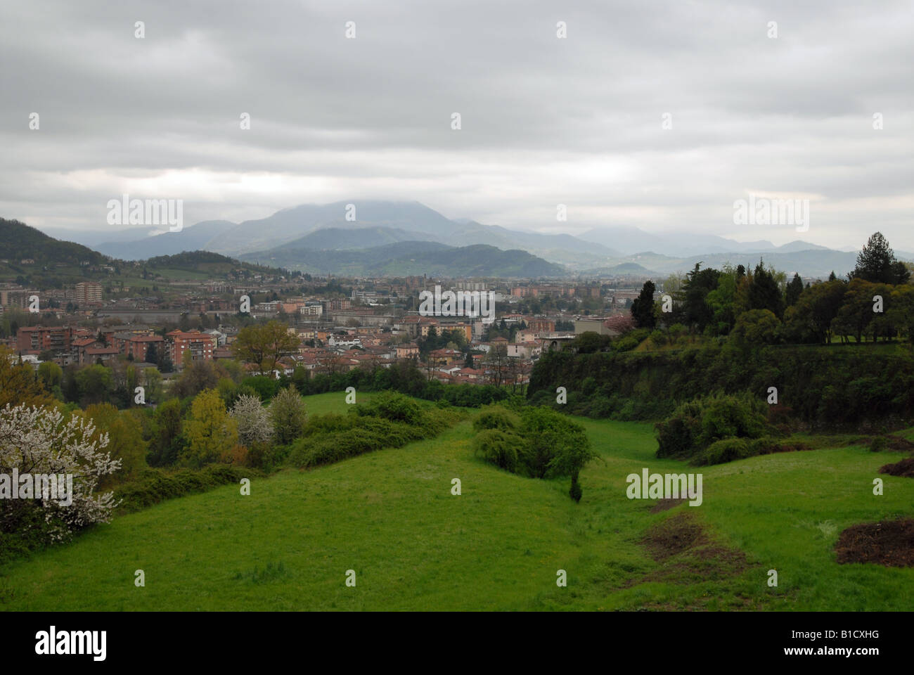 The view North into the Alps from Bergamo Alta, Lombardy, Italy Stock ...