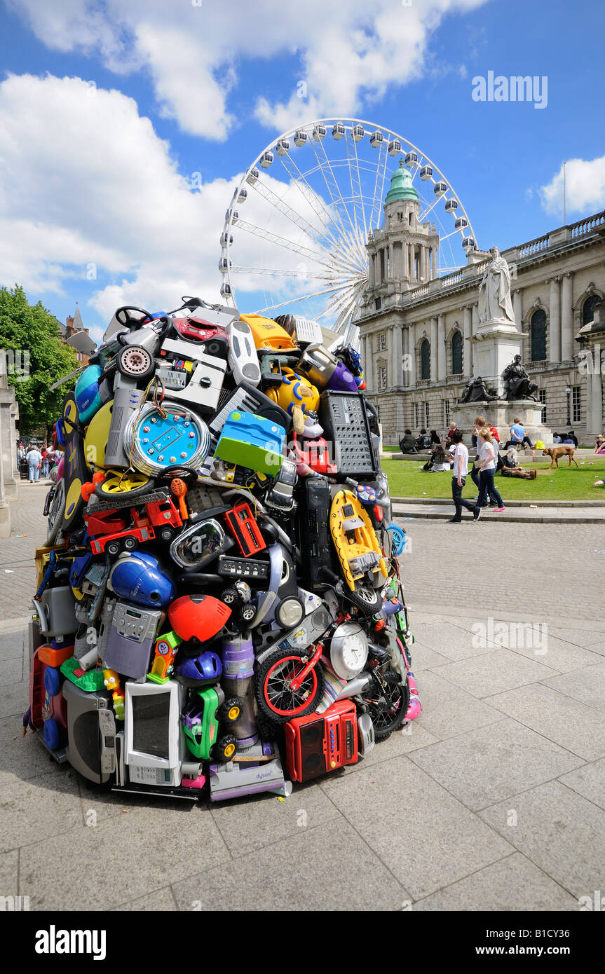 Items that can be recycle being displayed in the grounds of Belfast ...