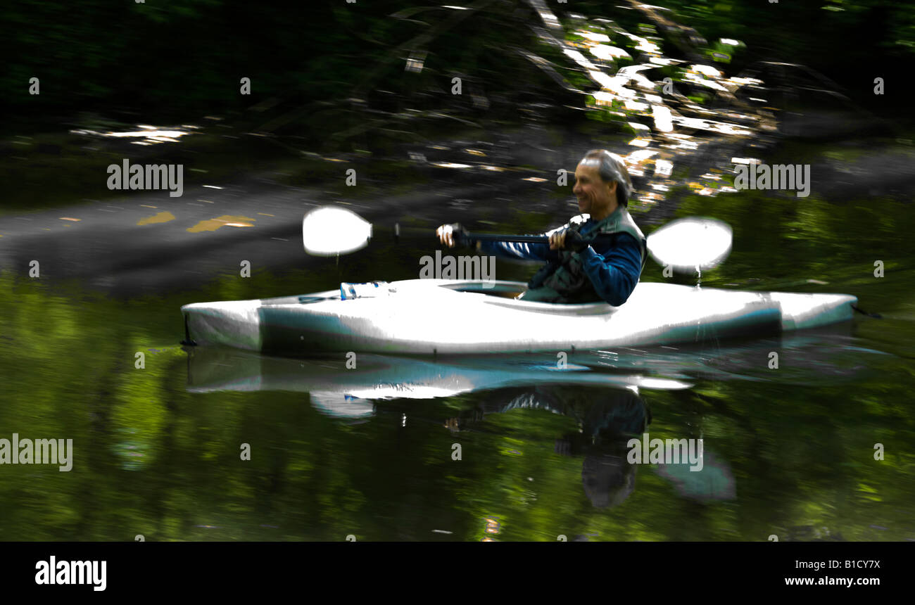 Man in Kayak Stock Photo - Alamy