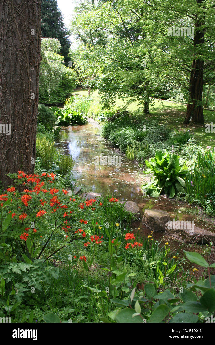 Garden with stream Stock Photo - Alamy