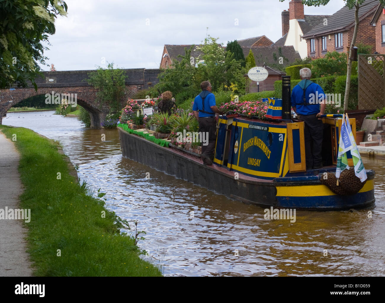 A British Waterways Narrow Boat Bedecked with Flowers for Floating ...