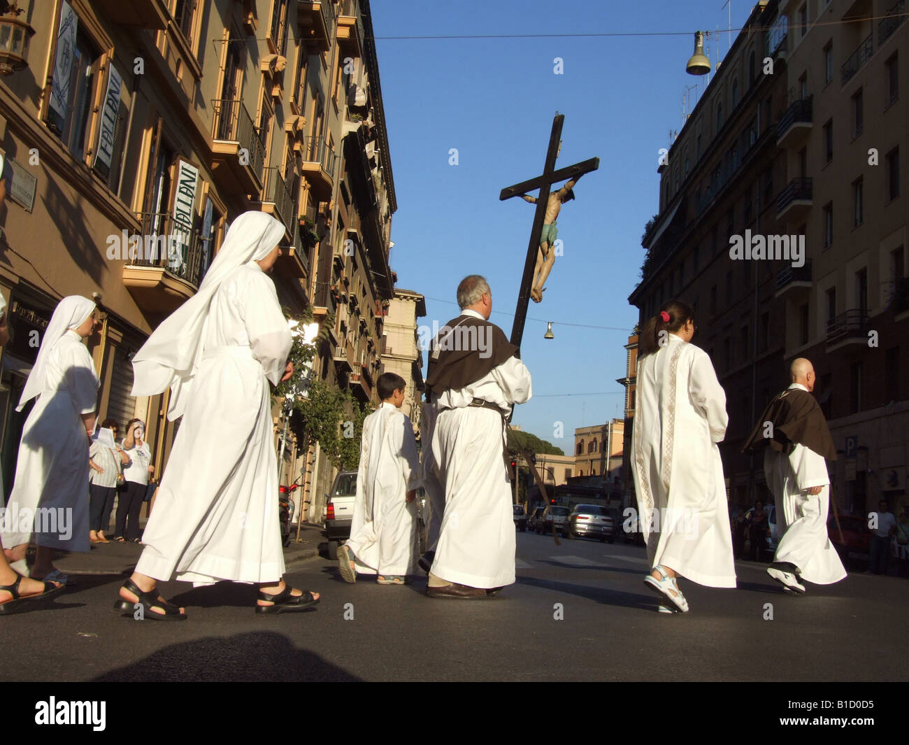 nuns at religious procession in rome italy Stock Photo - Alamy
