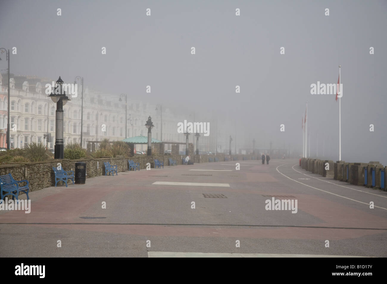 Seafront promenade in the mist / Fog, Douglas, Isle of Man. Horizontal ...
