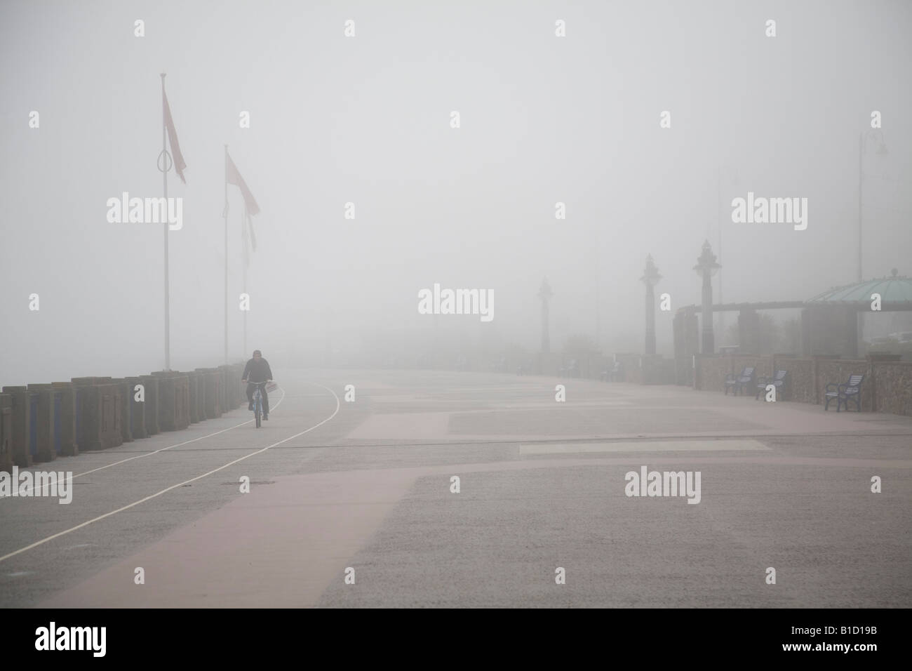 Seafront promenade in the mist / Fog, Douglas, Isle of Man. Horizontal ...